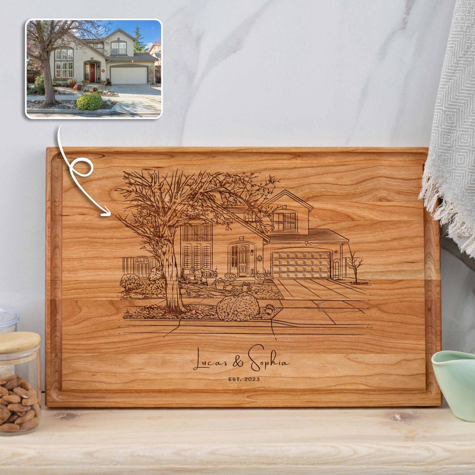 Personalized House Engraved Cutting Board – Realtor Closing Gift, First ...