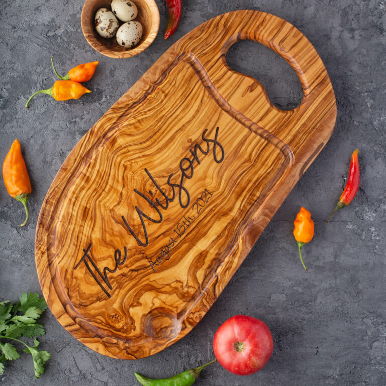 Olive Wood BBQ Cutting Board Personalized - Forest Decor