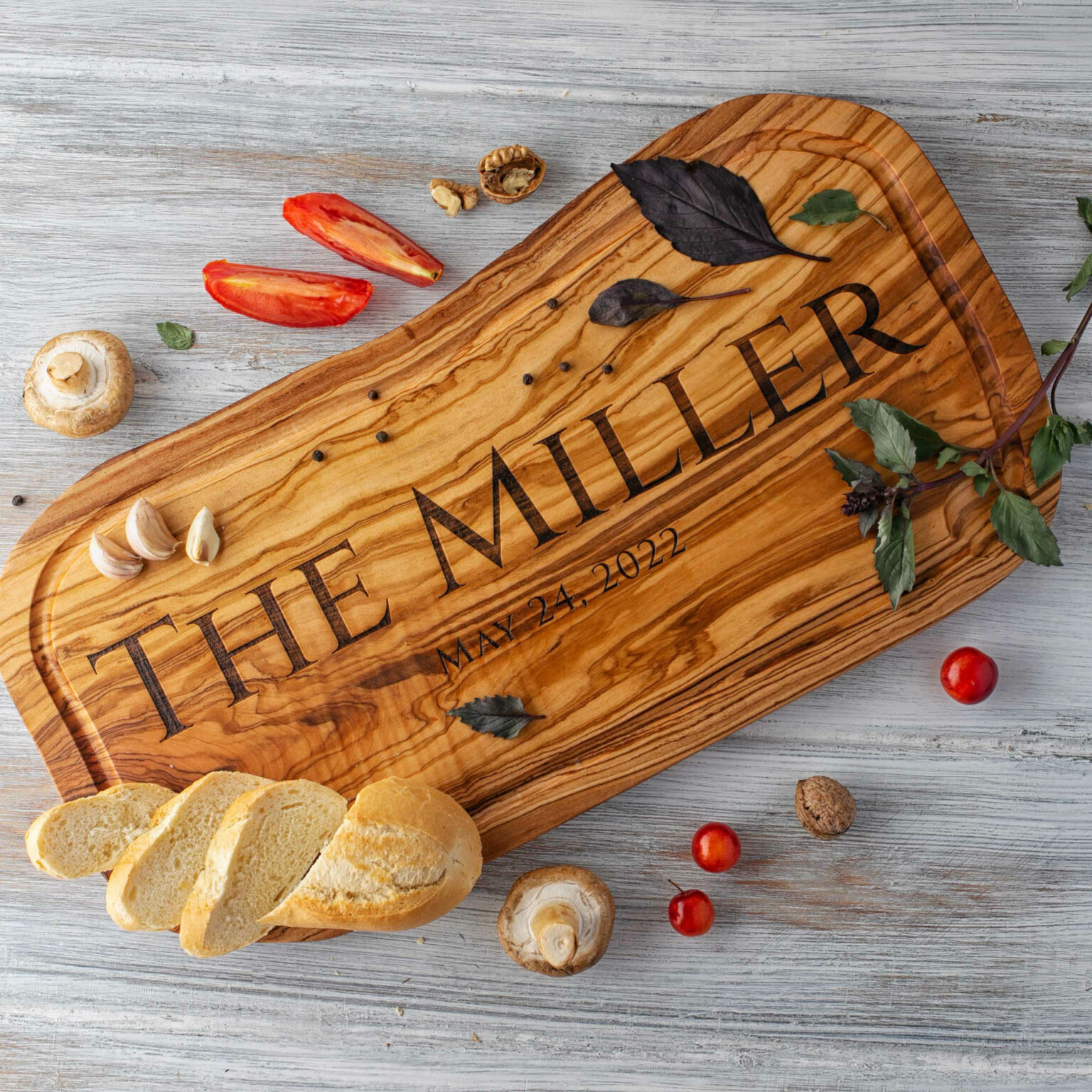Personalized Olive Wood Steak Meat Board with Juice Groove (18 ...