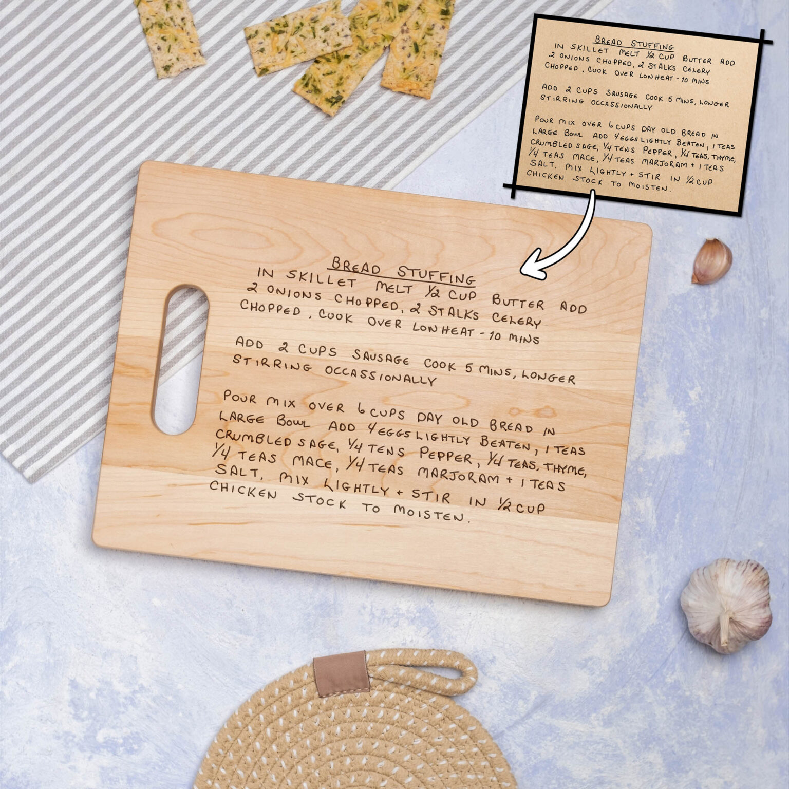 Personalized Recipe Cutting Boards - Engrave Your Own Recipe