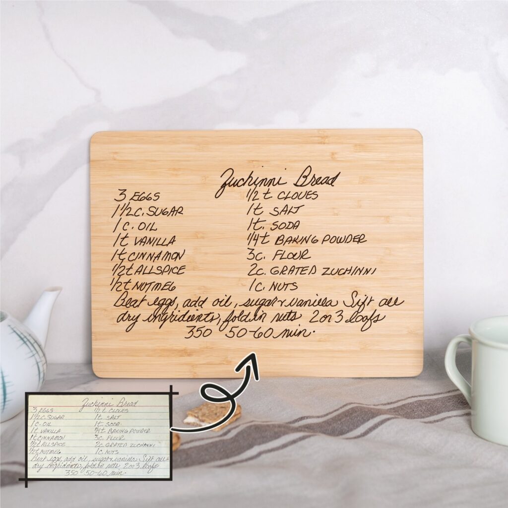Personalized Recipe Cutting Board - Engrave Handwritten Recipe