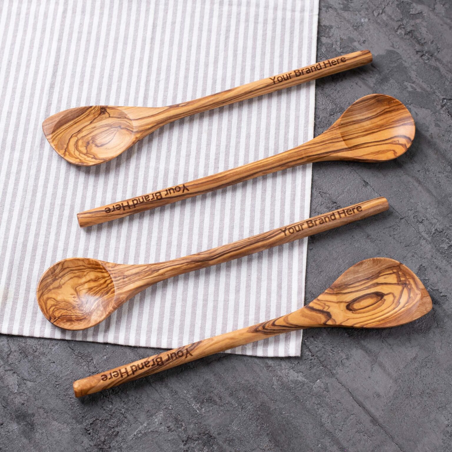 Olive Wood Spoons with Logo Engraved - Personalized Corporate Gifts ...