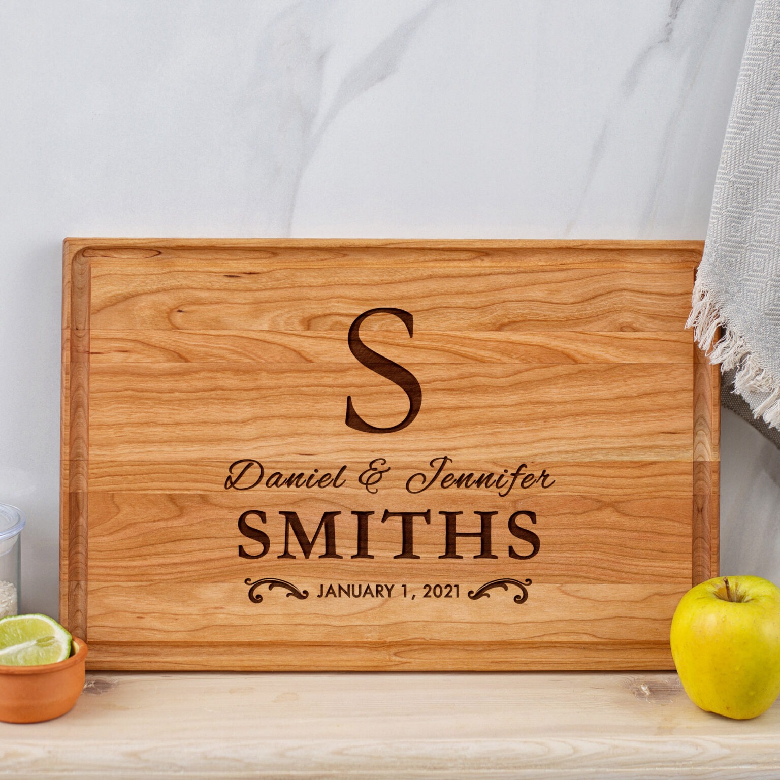 Custom Cutting Board with Names - Forest Decor