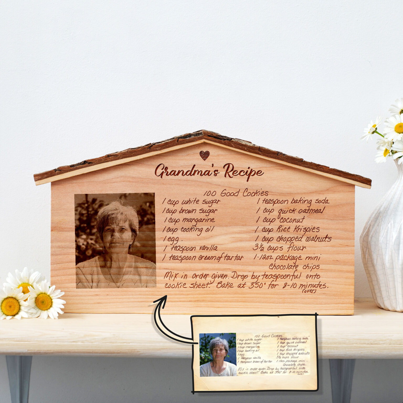 Custom Engraved Rustic Recipe Sign - Cherish Family Recipes Forever