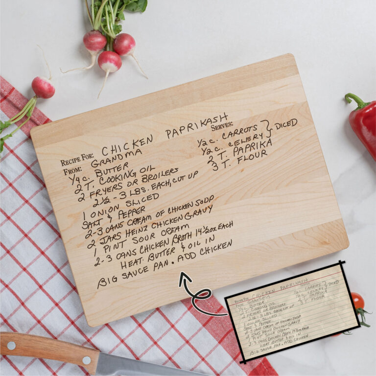Personalized Recipe Cutting Board - Engrave Handwritten Recipe