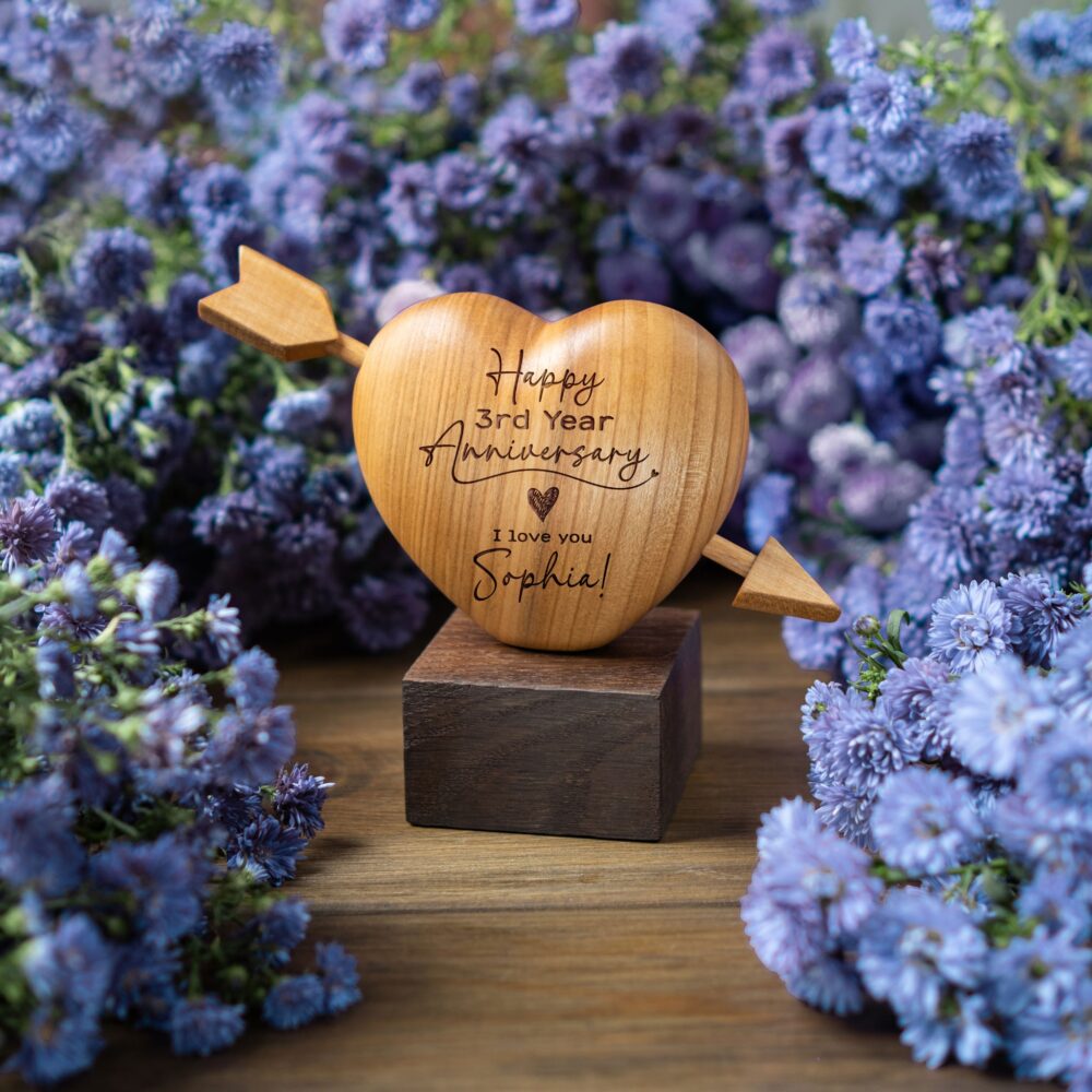 Custom Engraved Wooden Heart on Stand – Anniversary Keepsake with ...