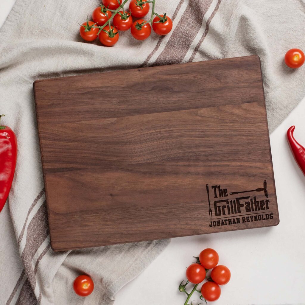 Custom Engraved Grill Father Cutting Board - Personalized with Name
