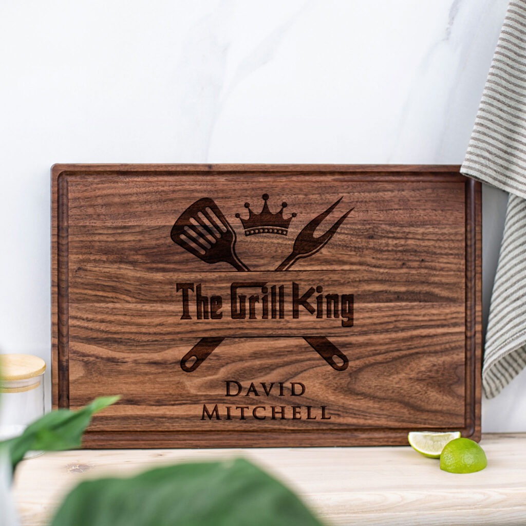 Custom "The Grill King" Cutting Board | Personalized BBQ Gift for Grill ...