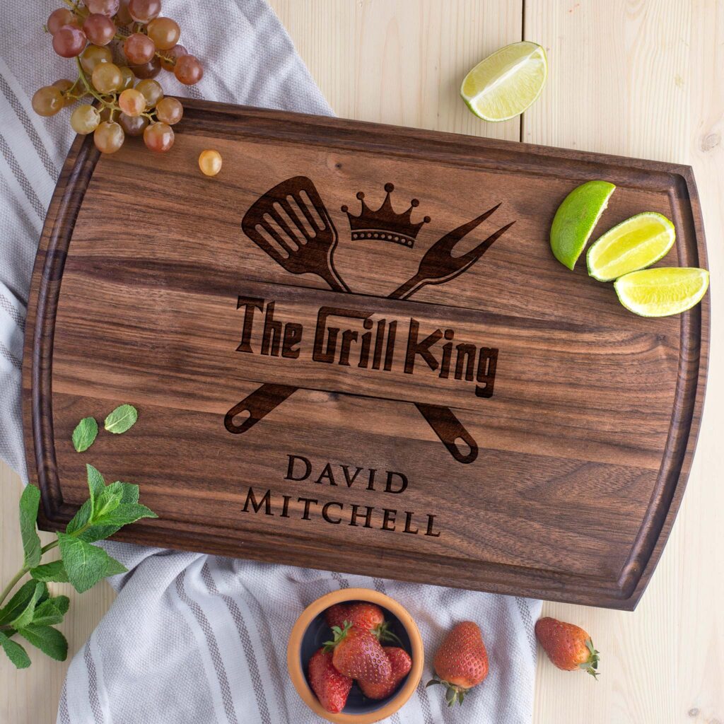 Custom "The Grill King" Cutting Board | Personalized BBQ Gift for Grill ...