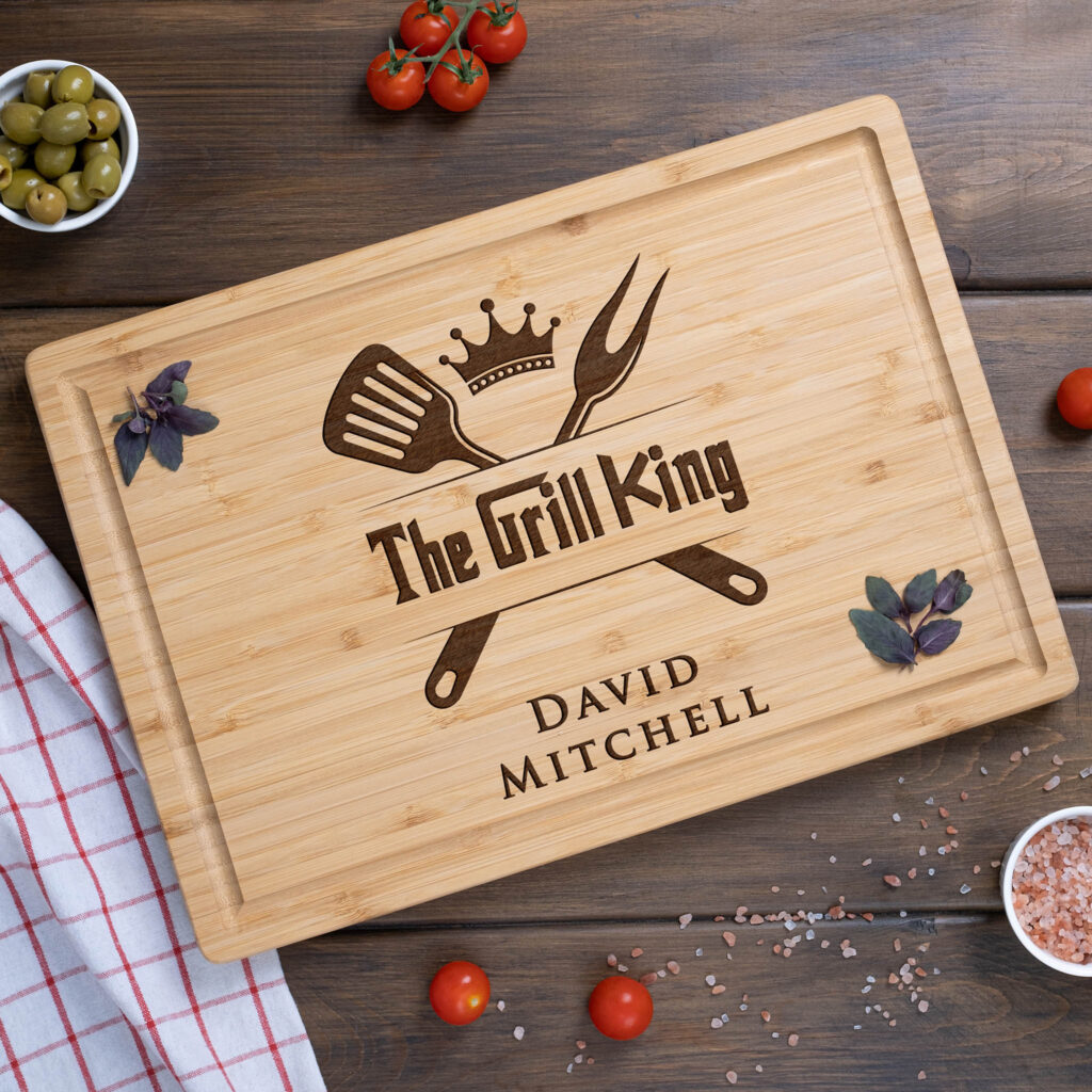 Custom "The Grill King" Cutting Board | Personalized BBQ Gift for Grill ...