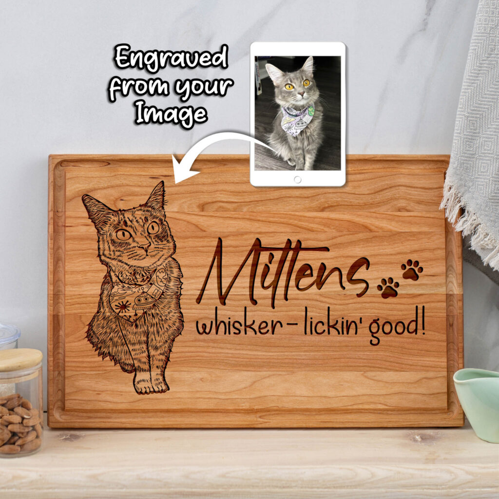 Cat Cutting Board | Custom Engraved Pet Cutting Boards | Pet Photo Engraved