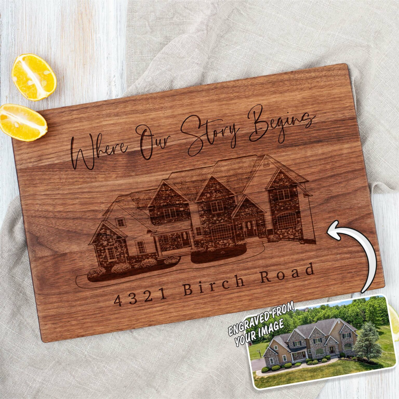 Personalized House Engraved Realtor Closing Cutting Board - Forest Decor