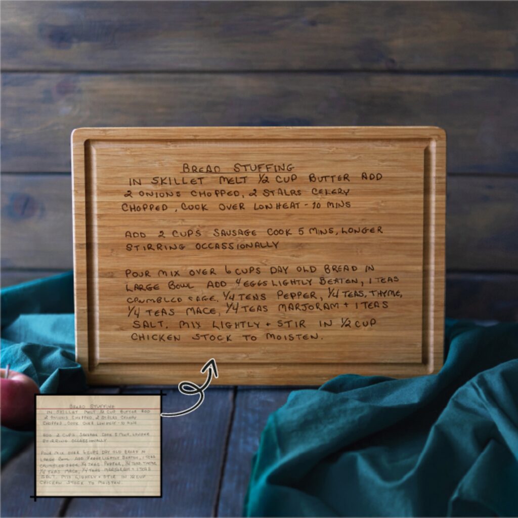 Recipe Cutting Board | Premium Bamboo | Handwritten Recipe Keepsake